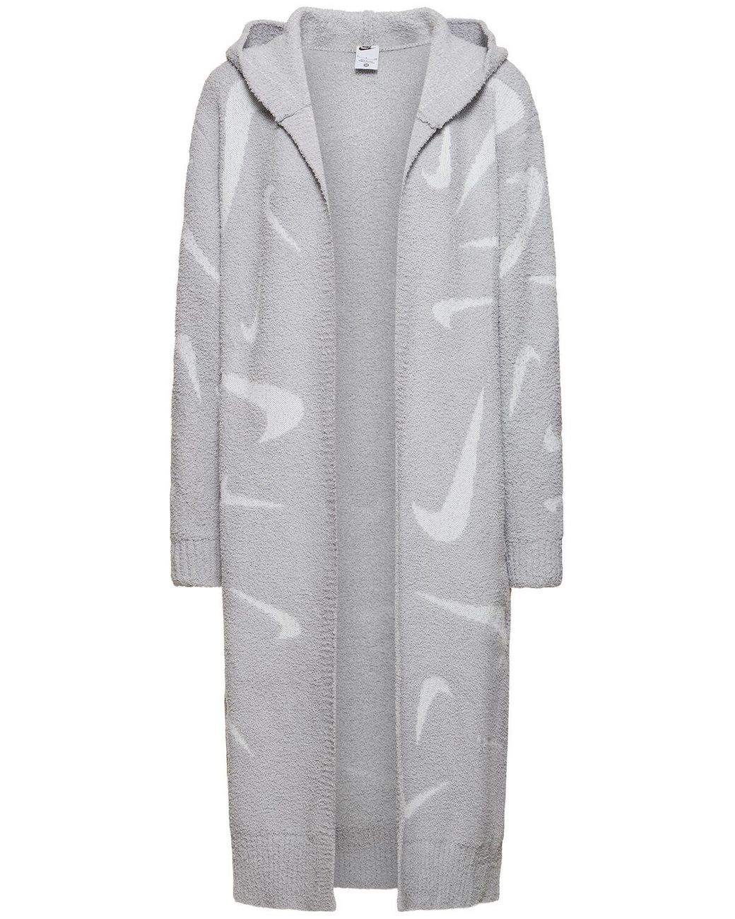 Nike Logo Knit Long Cardigan in Grey | Lyst UK