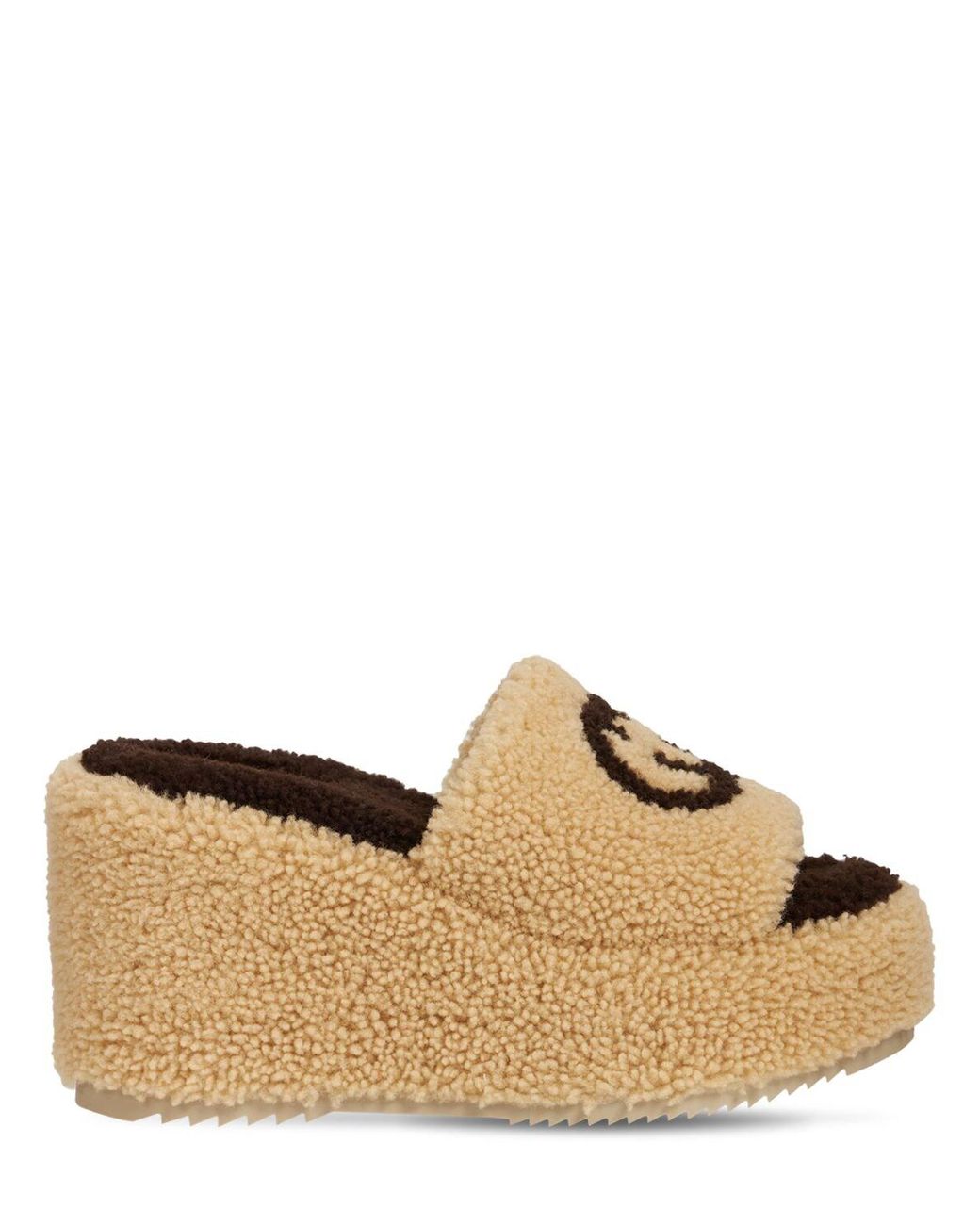 Gucci 105mm Elea Shearling Wedges in Brown | Lyst
