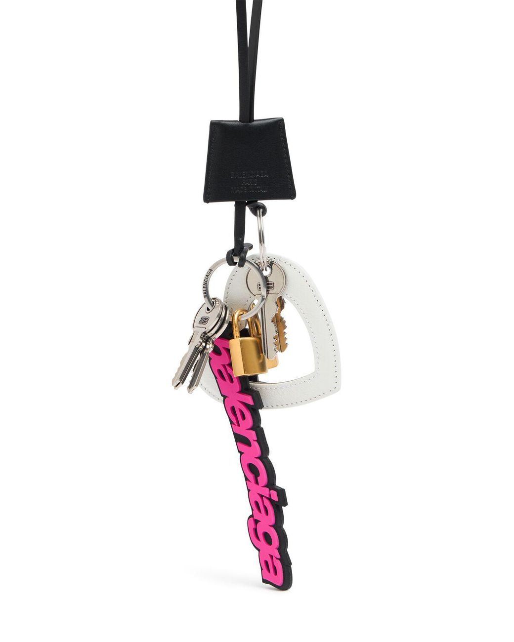 Balenciaga Le Cagole Leather Charm Key Holder in Pink | Lyst