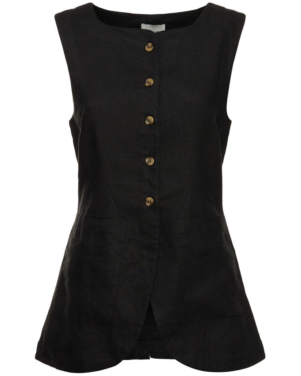 Posse Emma Linen Vest in Black | Lyst