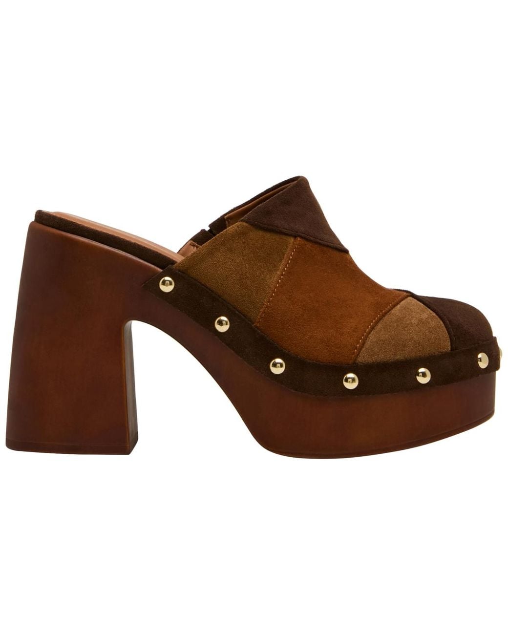 Madden Girl Austin-p Patch Studded Wooden Platforms Mules Clogs in ...