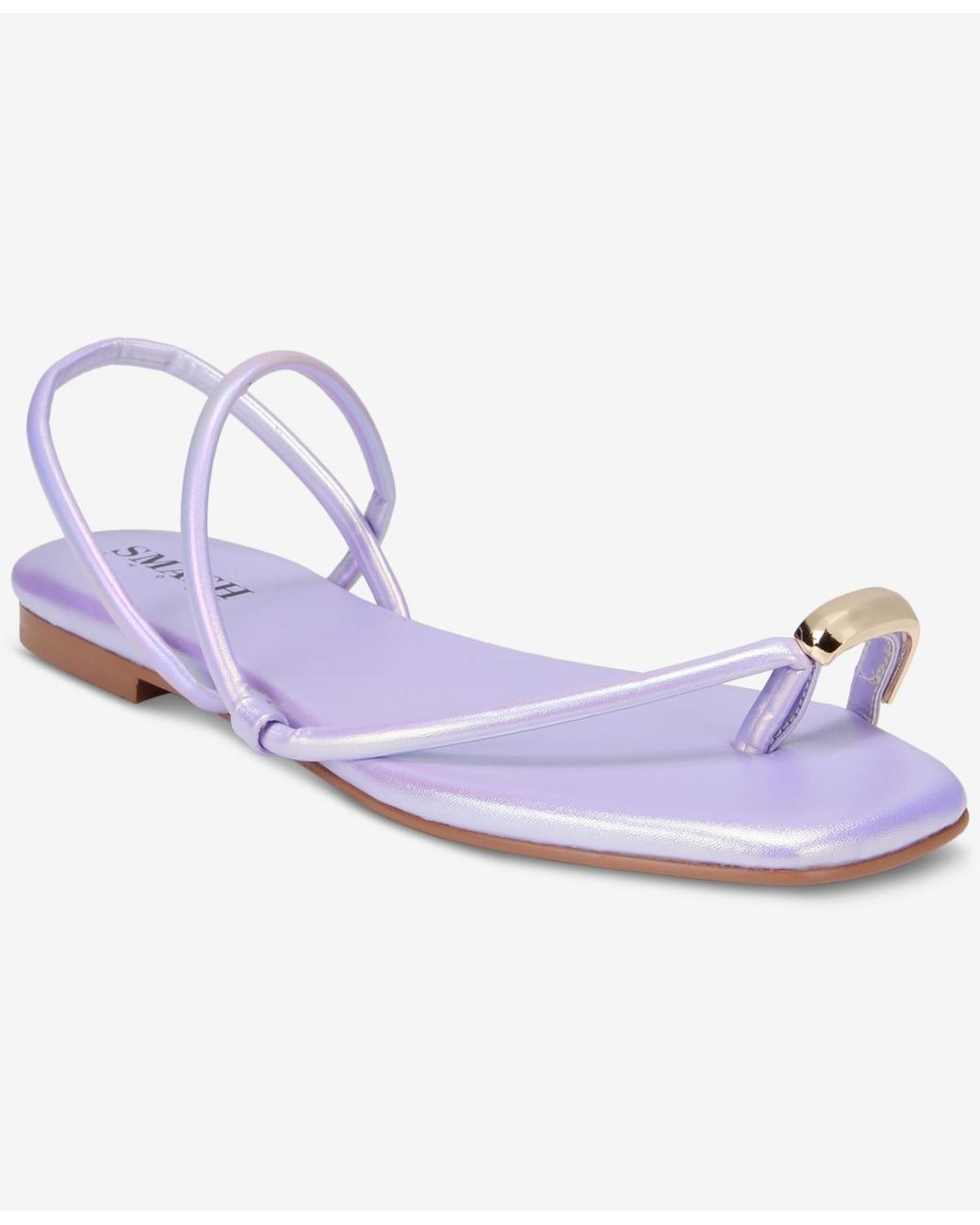 SMASH Shoes Charlotte Gold Toe Strappy Flat Sandals in Purple | Lyst