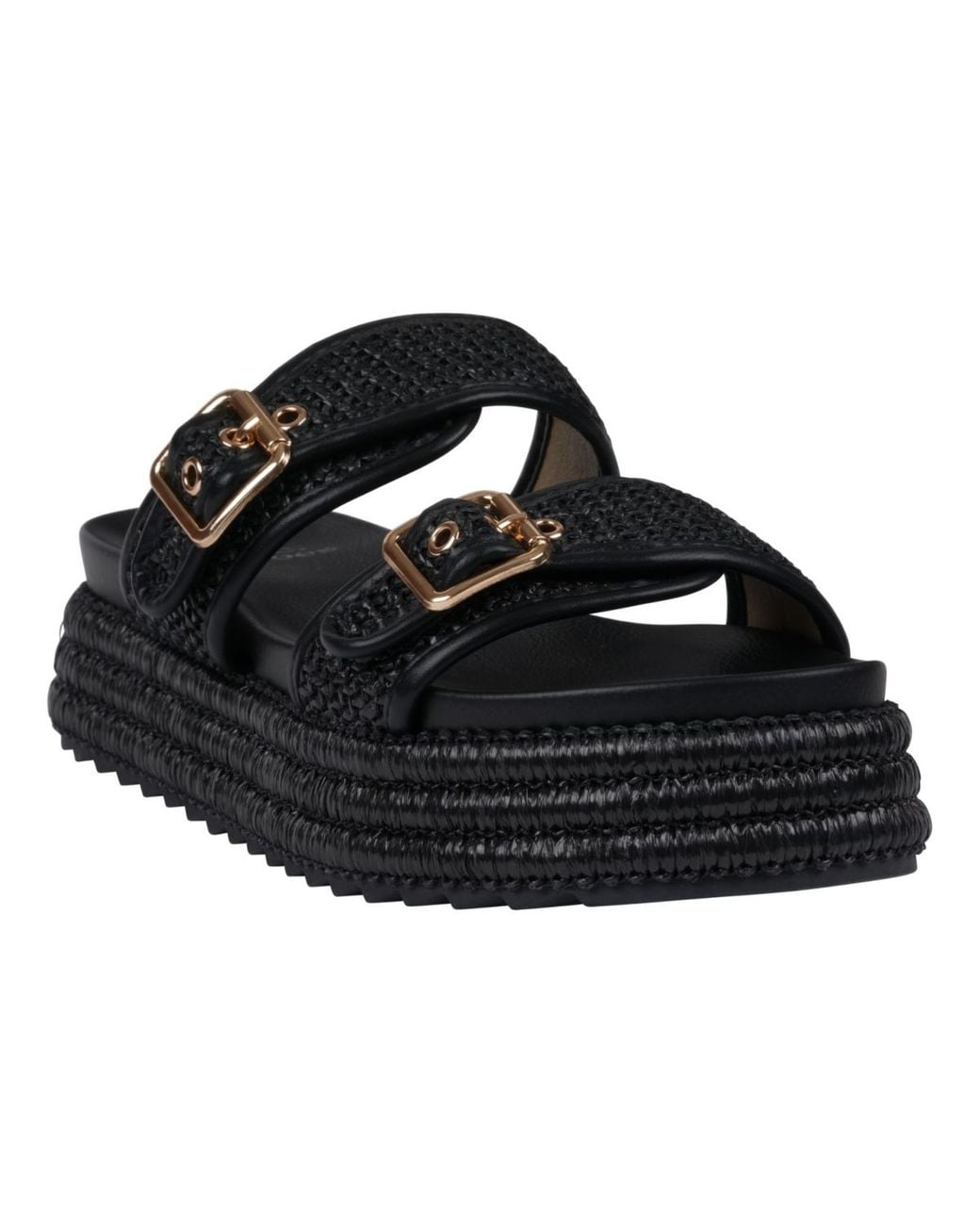 Gc Shoes Lorena Woven Double Band Slide Platform Sandals in Black | Lyst