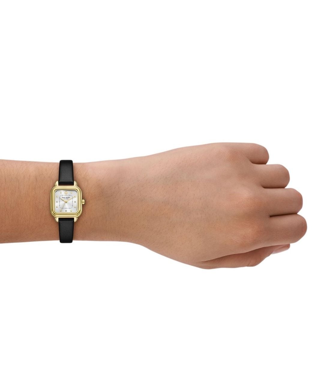 Kate Spade Gracie Square Three-hand Leather Watch in Metallic | Lyst