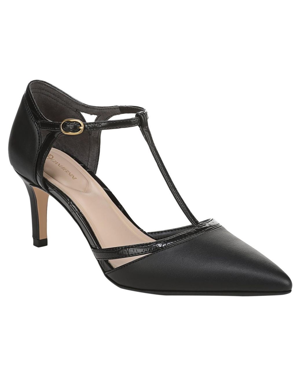 Giani Bernini Ammelia Pointed Toe T-strap Pumps in Black | Lyst