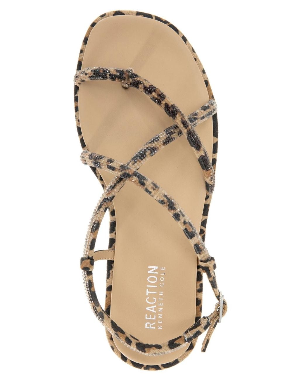 Kenneth Cole Waltz Strappy Square Toe Flat Sandals in Metallic | Lyst