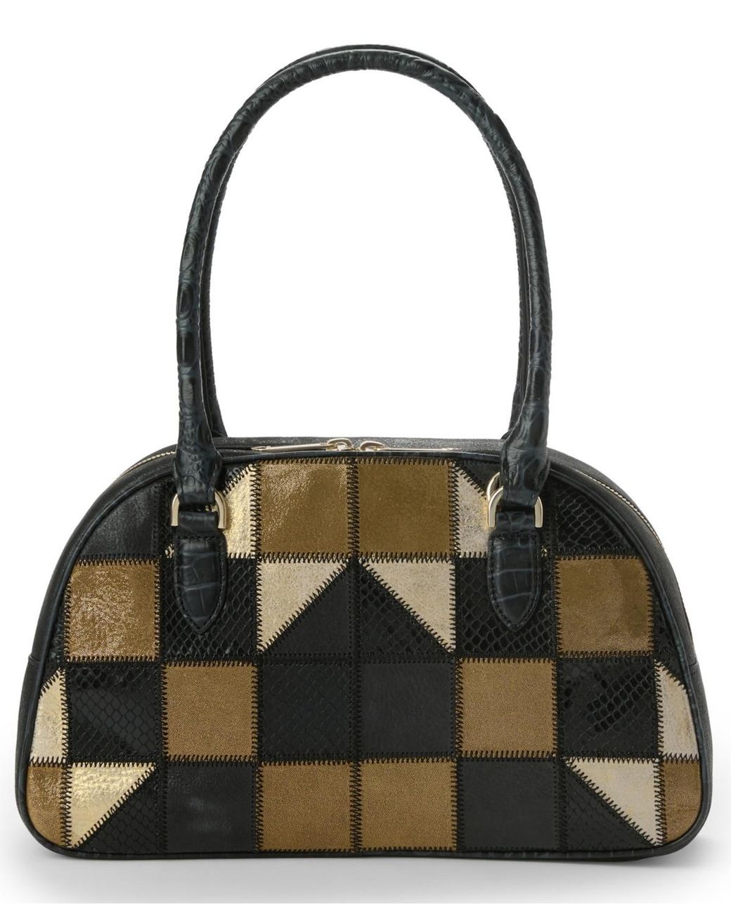 Brahmin Angie Croc-embossed Leather Satchel Bag in Black | Lyst