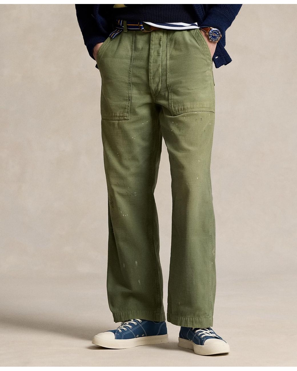 Polo Ralph Lauren Paint-splatter Fatigue Straight Pants in Green for Men | Lyst