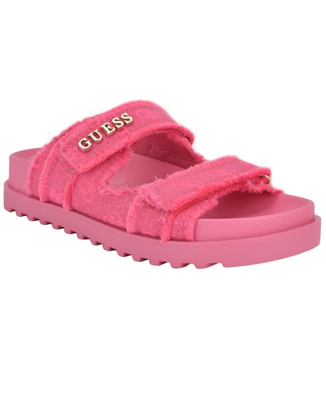 Guess Fabulon Two Strap Sporty Footbed Sandals in Pink | Lyst