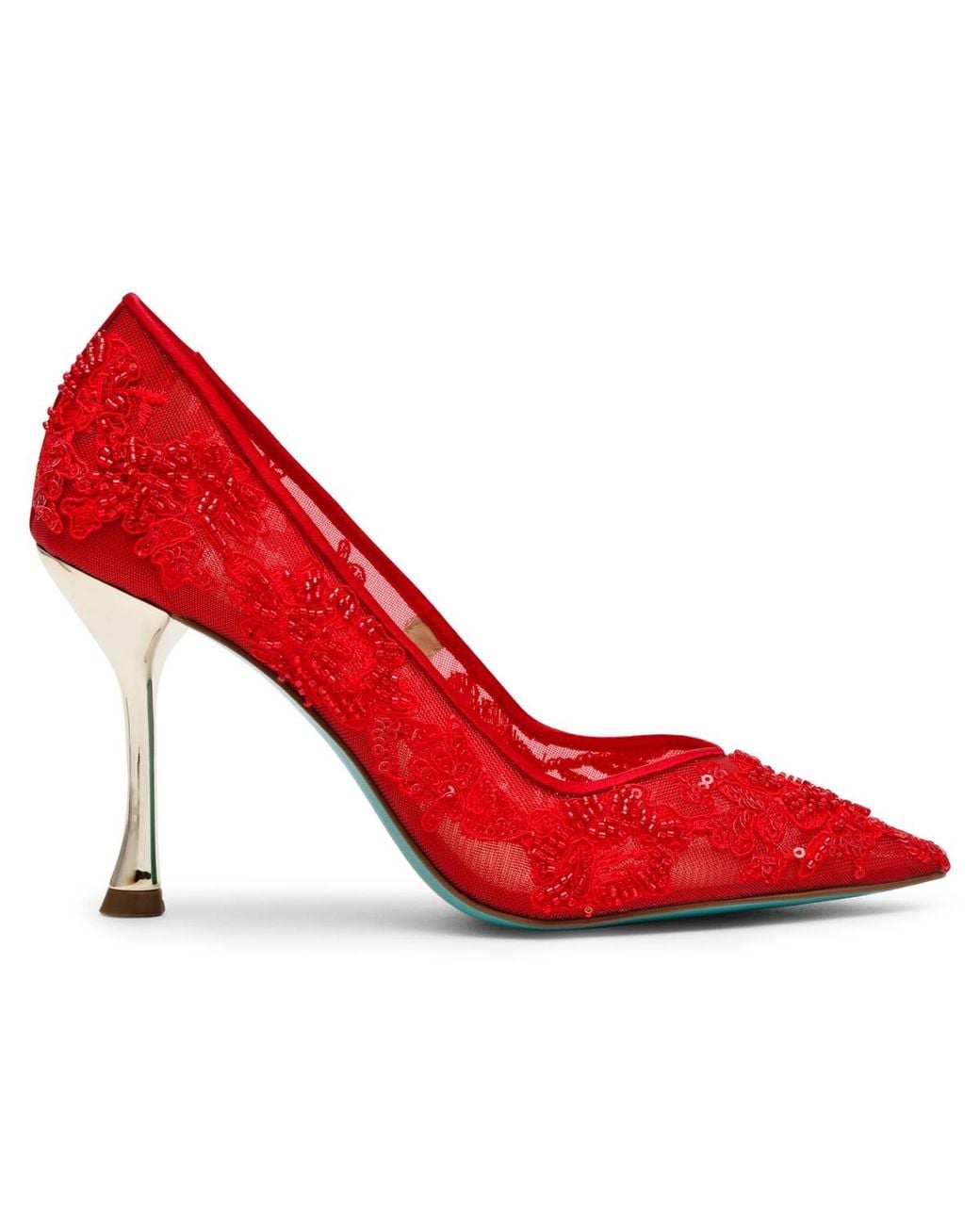 Betsey Johnson Jenii Pointed-toe Mesh Stiletto Pumps in Red | Lyst