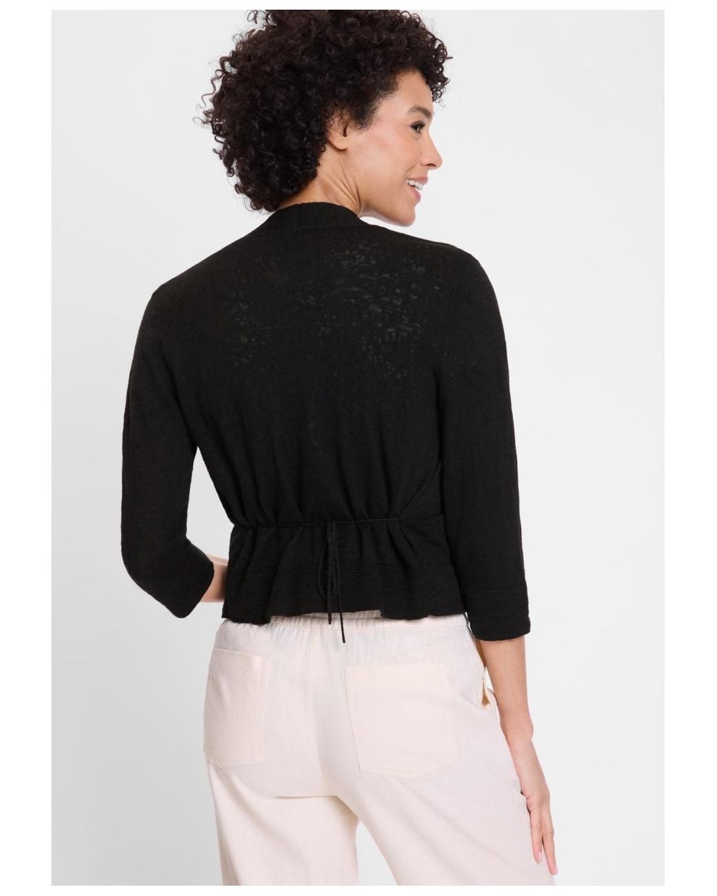 Olsen Cropped Cardigan in Black | Lyst