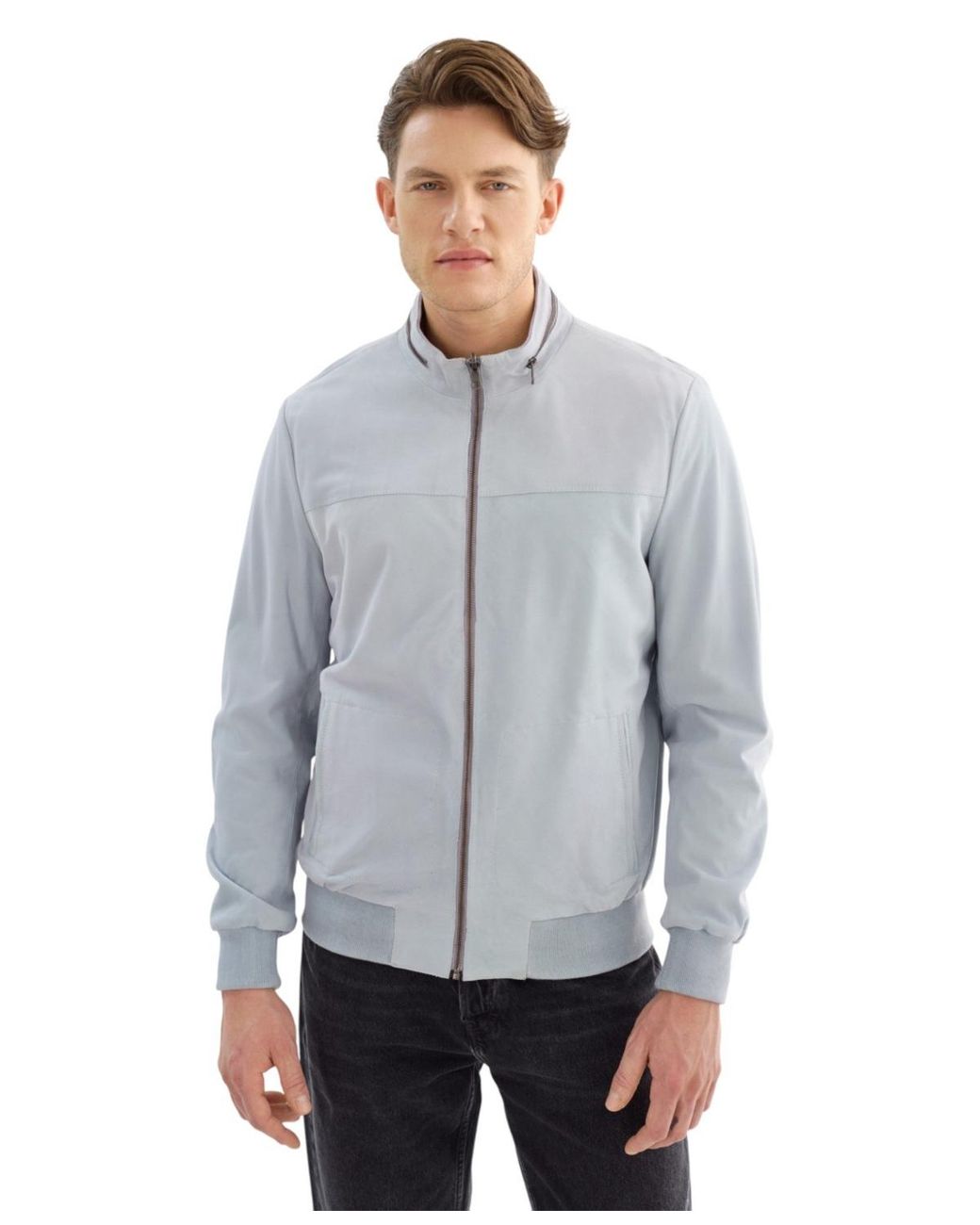 Regency Leathers Austin Reversible Lamb Suede Jacket in Gray for Men | Lyst