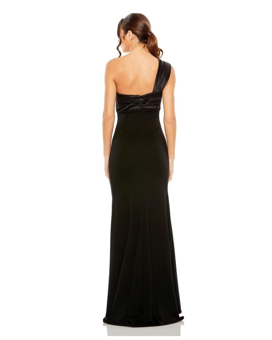 Mac Duggal One Shoulder Draped Trumpet Gown in Black | Lyst