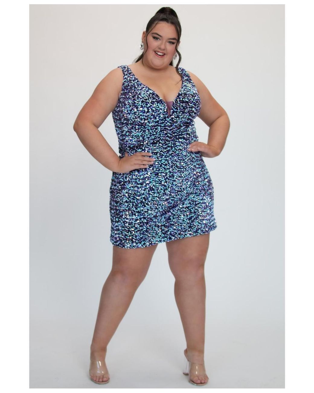 Sydney's Closet Sequin Bra-friendly Fitted Mini Dress in Blue | Lyst