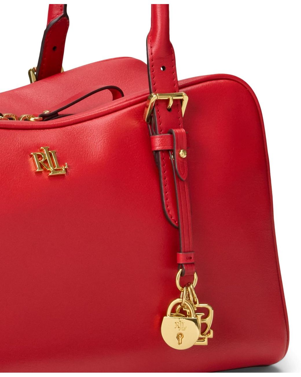 Ralph Lauren Leather Large Marcy Zip Satchel Bag in Red | Lyst