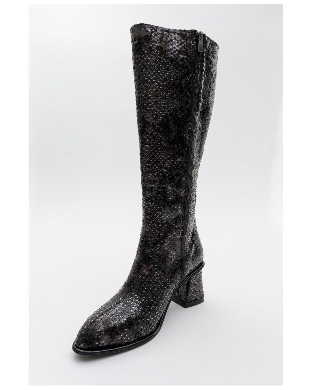 Prologue Shoes Elly Pattern Block Heel Boot () in Black | Lyst