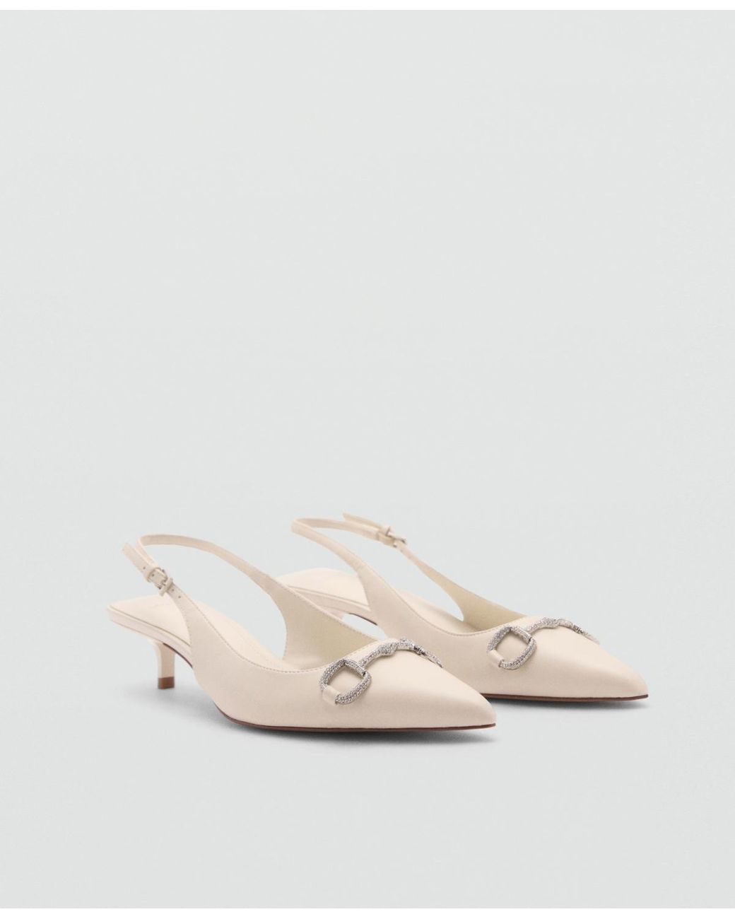 Mango Crystal Sling Back Shoes in White | Lyst