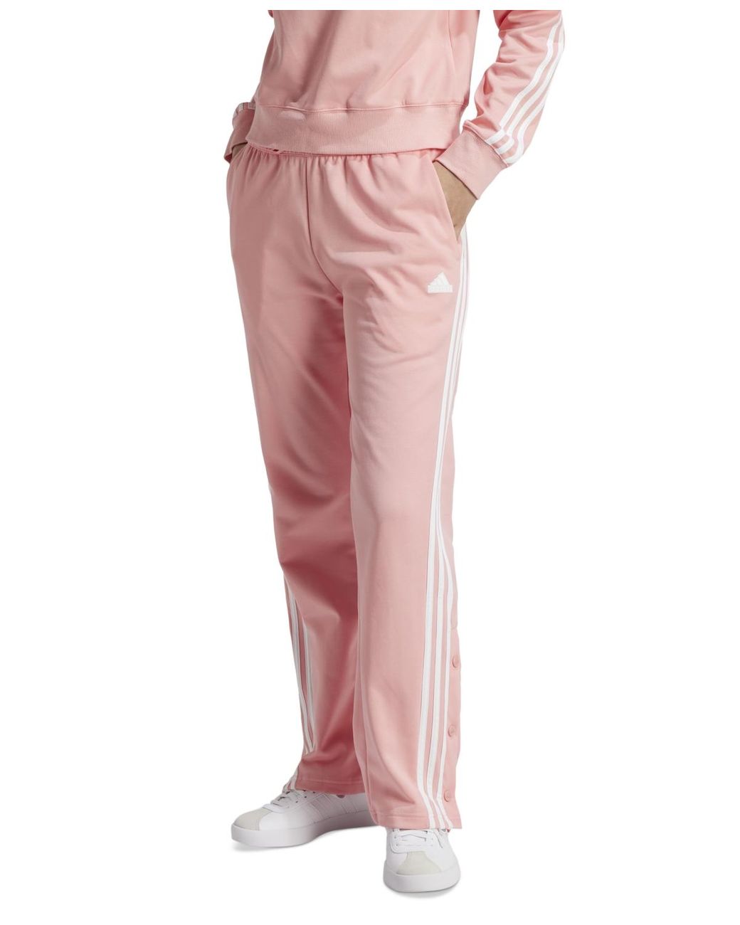 adidas Iconic 3-stripes Snap Track Pants in Pink | Lyst