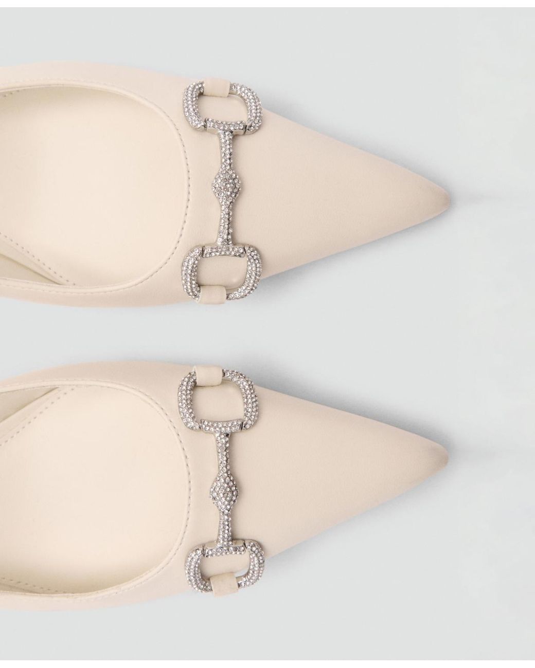 Mango Crystal Sling Back Shoes in White | Lyst