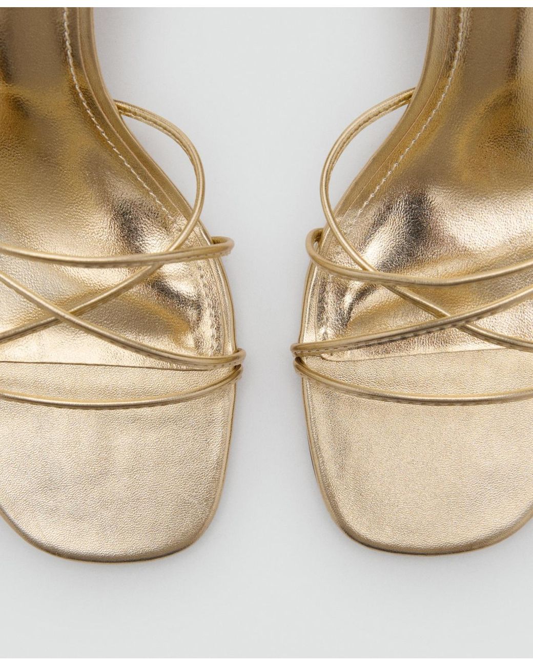Mango Crossed Strap Heeled Sandals in Natural | Lyst