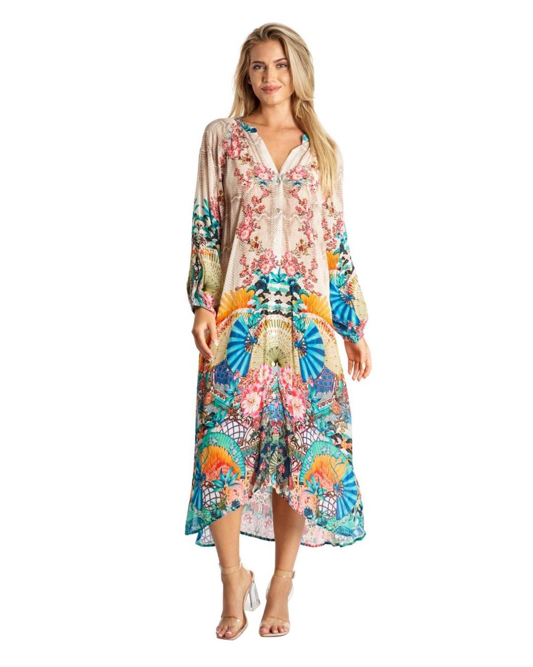 La Moda Clothing Maxi Buttoned Overshirt in Blue | Lyst