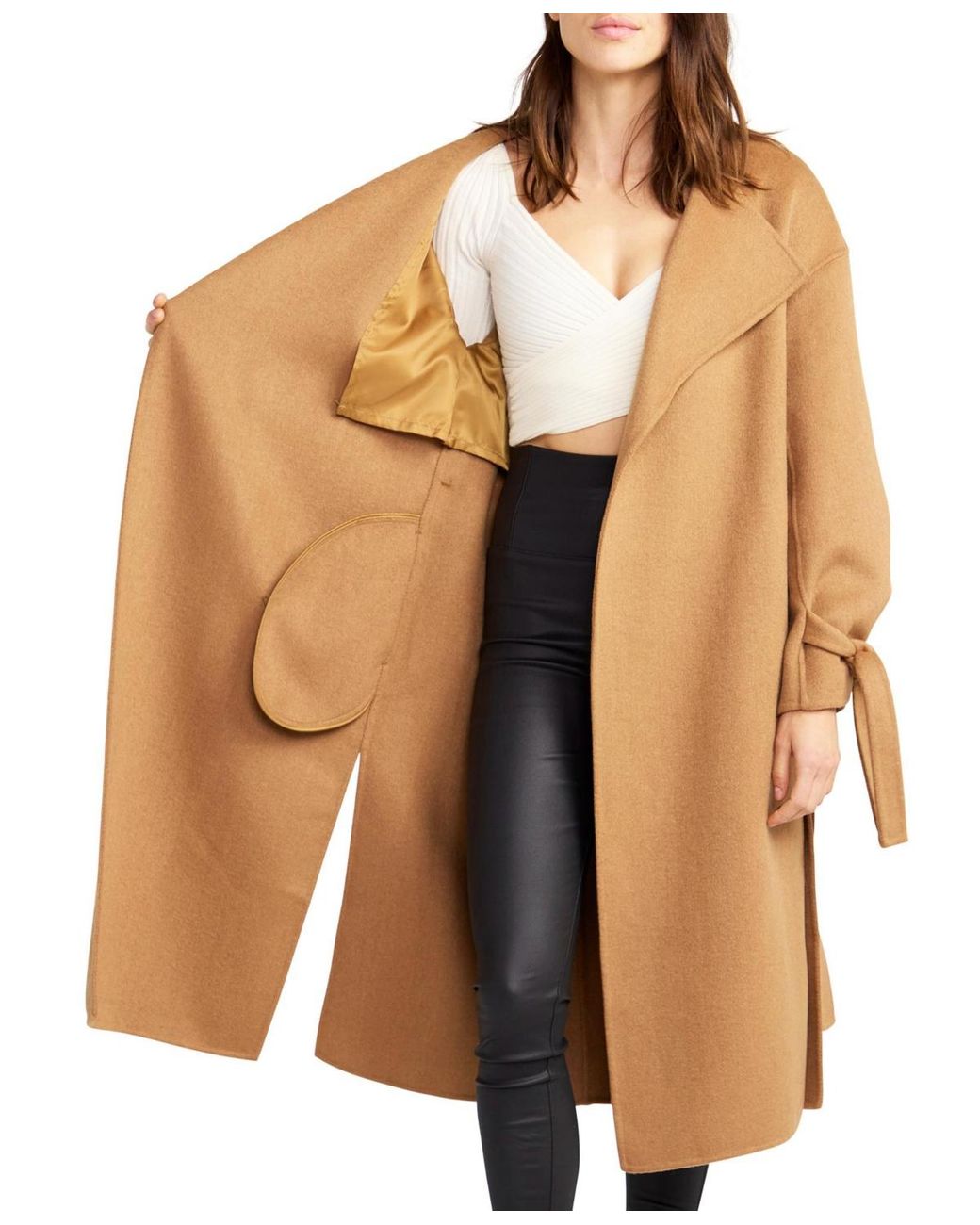 Belle & Bloom Head Over Heels Collarless Robe Coat in Natural | Lyst