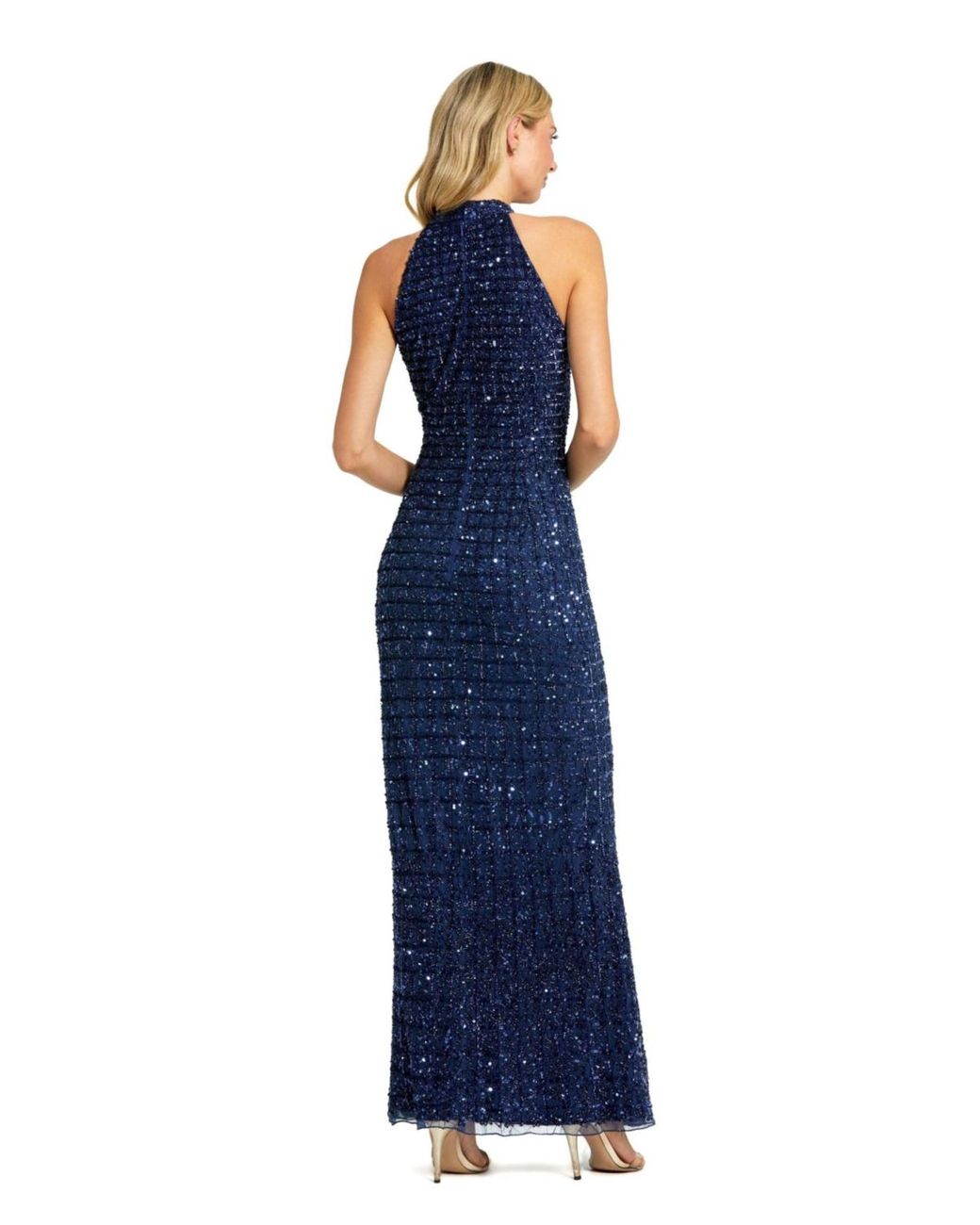Mac Duggal Embellished Halter Neck Keyhole Gown in Blue | Lyst