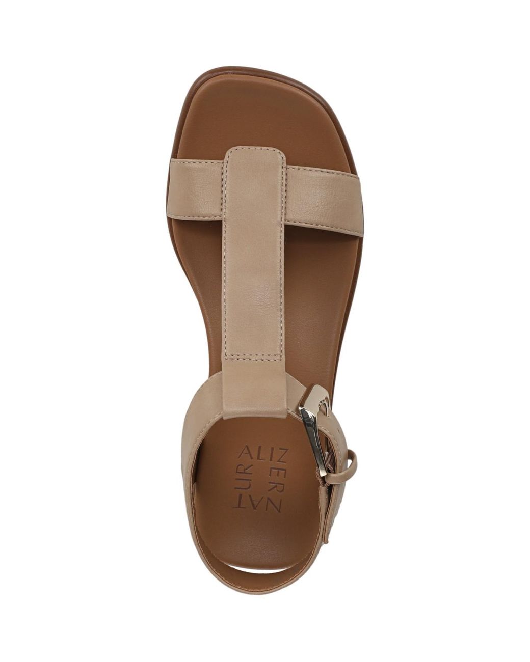 Naturalizer Easton T-strap Footbed Sandals in Brown | Lyst