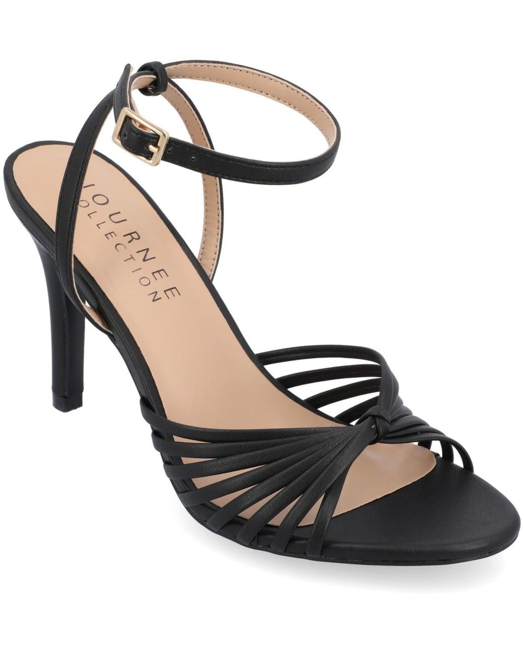 Journee Collection Vanita Strappy Stiletto Dress Sandals in Black | Lyst