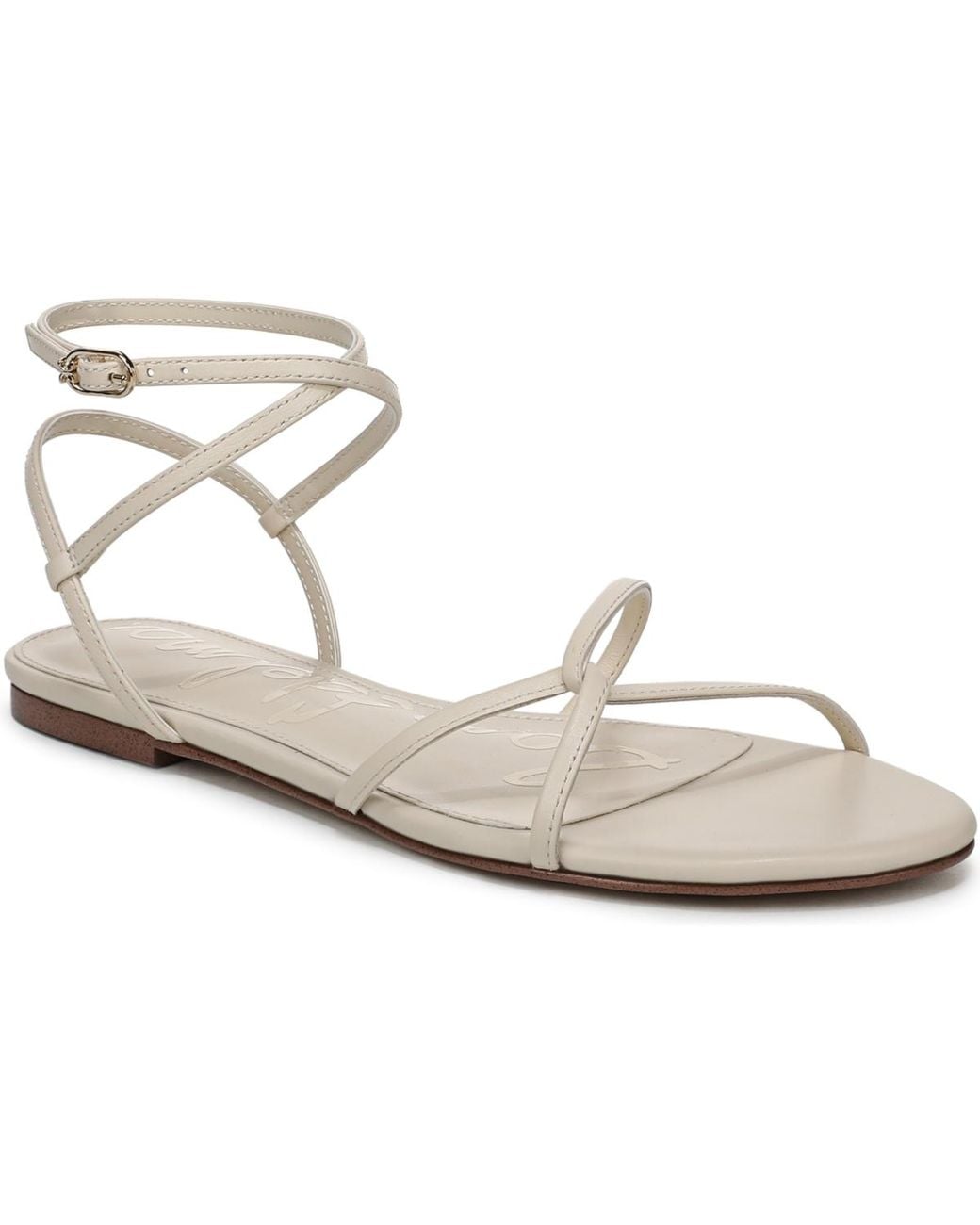 Sam Edelman Ellina Strappy Flat Sandals in White | Lyst