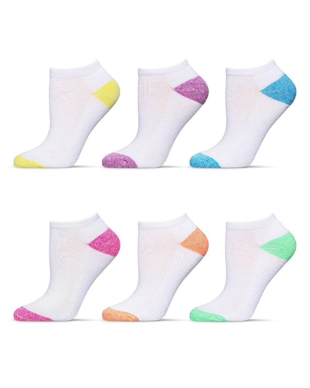 Memoi 6 Pair Pack Spacedye Heel And Toe Half Cushioned Low Cut Socks in ...