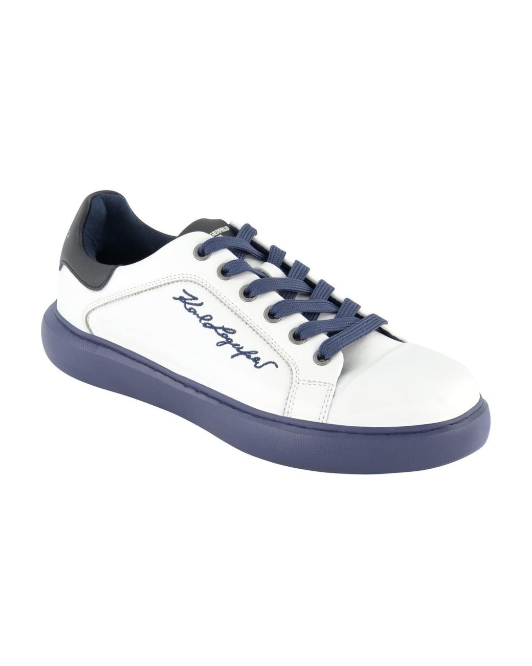 Karl Lagerfeld Embroidered Signature Logo Sneaker in Blue for Men | Lyst