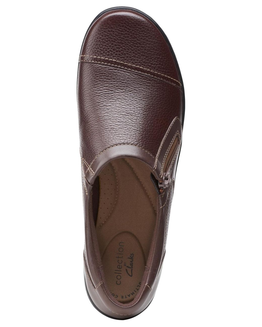 Clarks Cora Giny Cushioned Zip Loafer Flats in Brown | Lyst