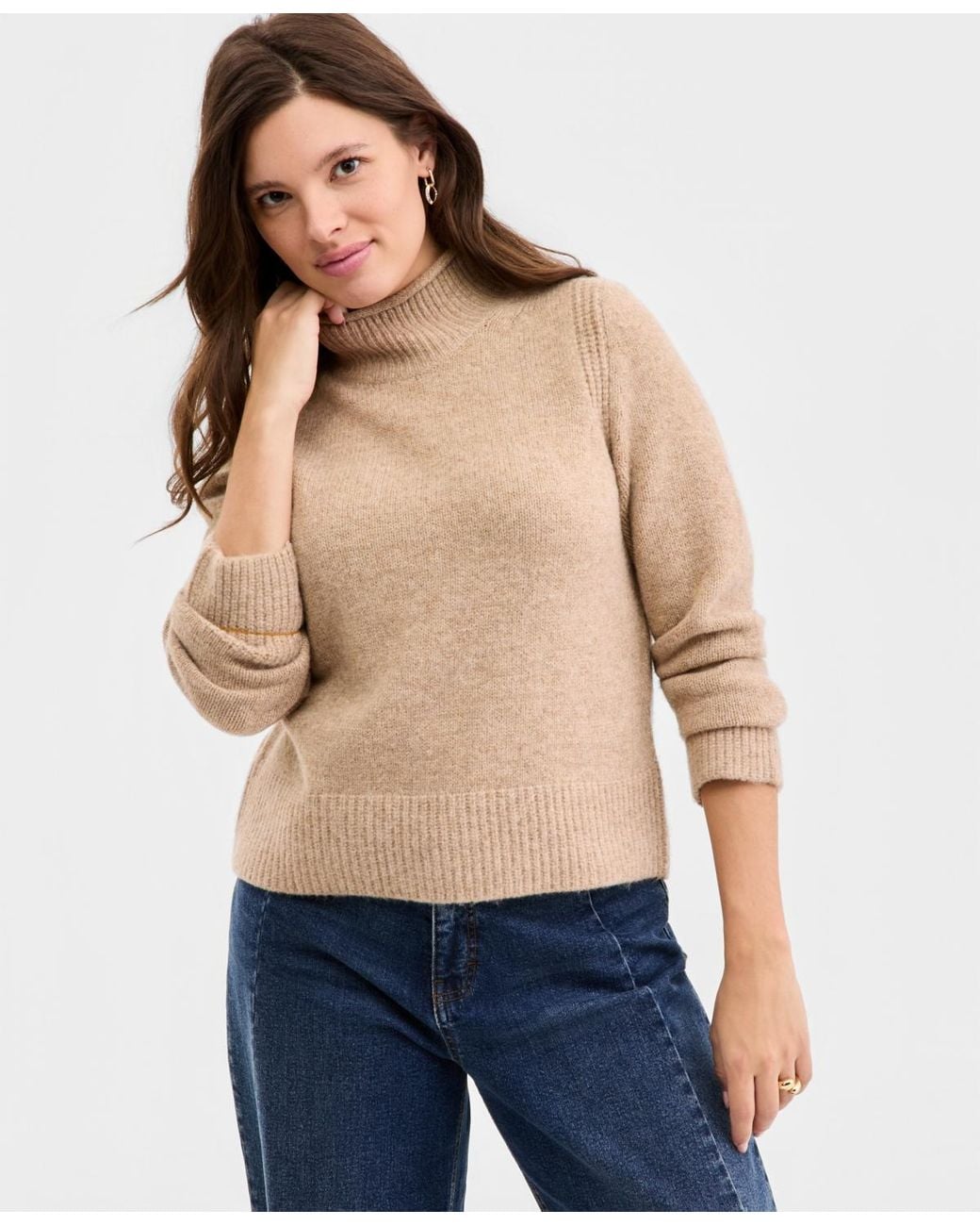 On 34th Roll Mock-neck Sweater in Blue | Lyst