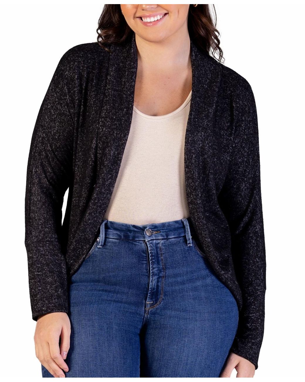 24seven Comfort Apparel Plus Size Open Front Long Bolero Cardigan ...