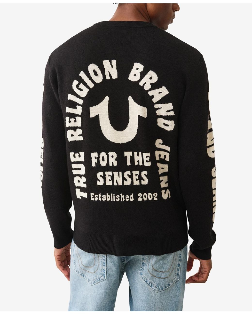 TRUE RELIGION Relaxed Logo Sweater in Black for Men | Lyst
