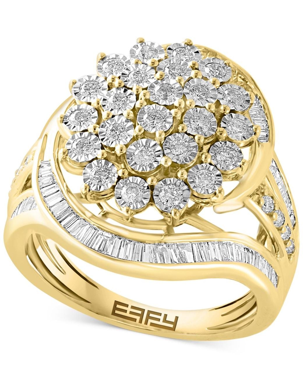 Effy Effy Diamond Round & Baguette Cluster Swirl Ring (7/8 Ct. T.w. in ...