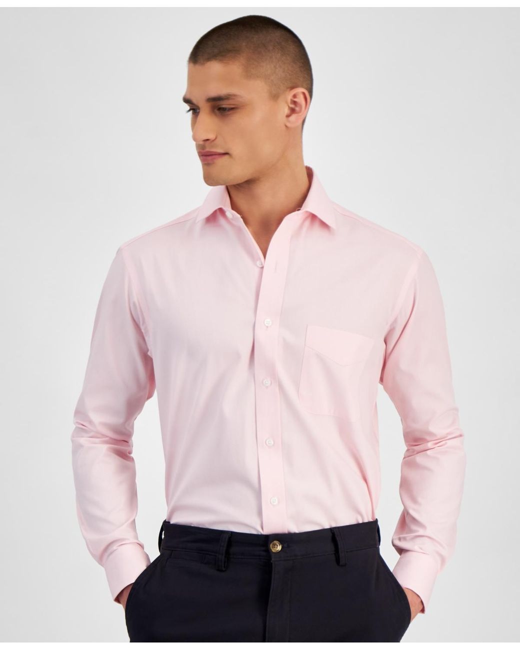 Club Room Regular Fit Pinpoint Dress Shirt in Pink for Men | Lyst