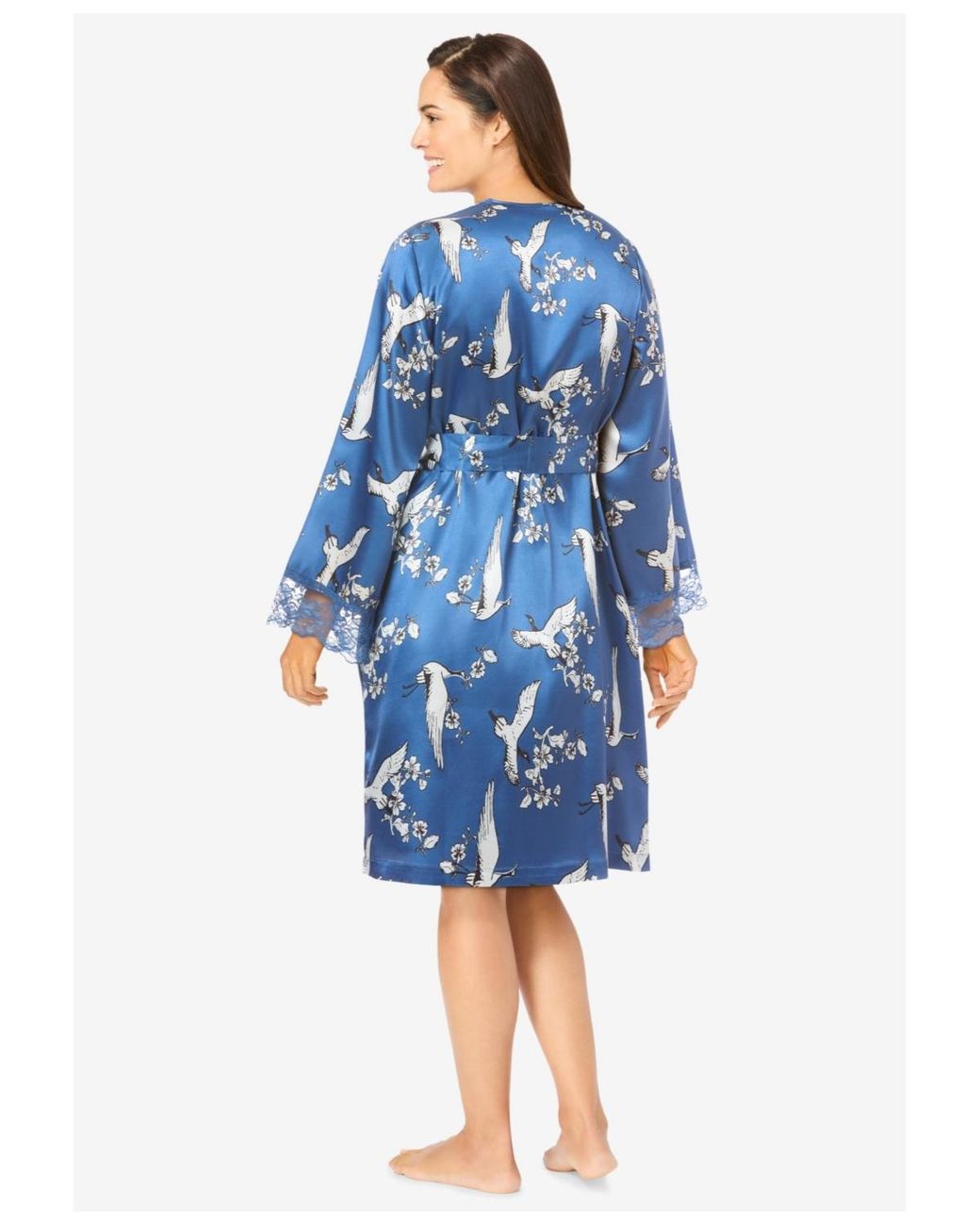 Amoureuse Plus Size The Luxe Satin Short Peignoir Set in Blue | Lyst