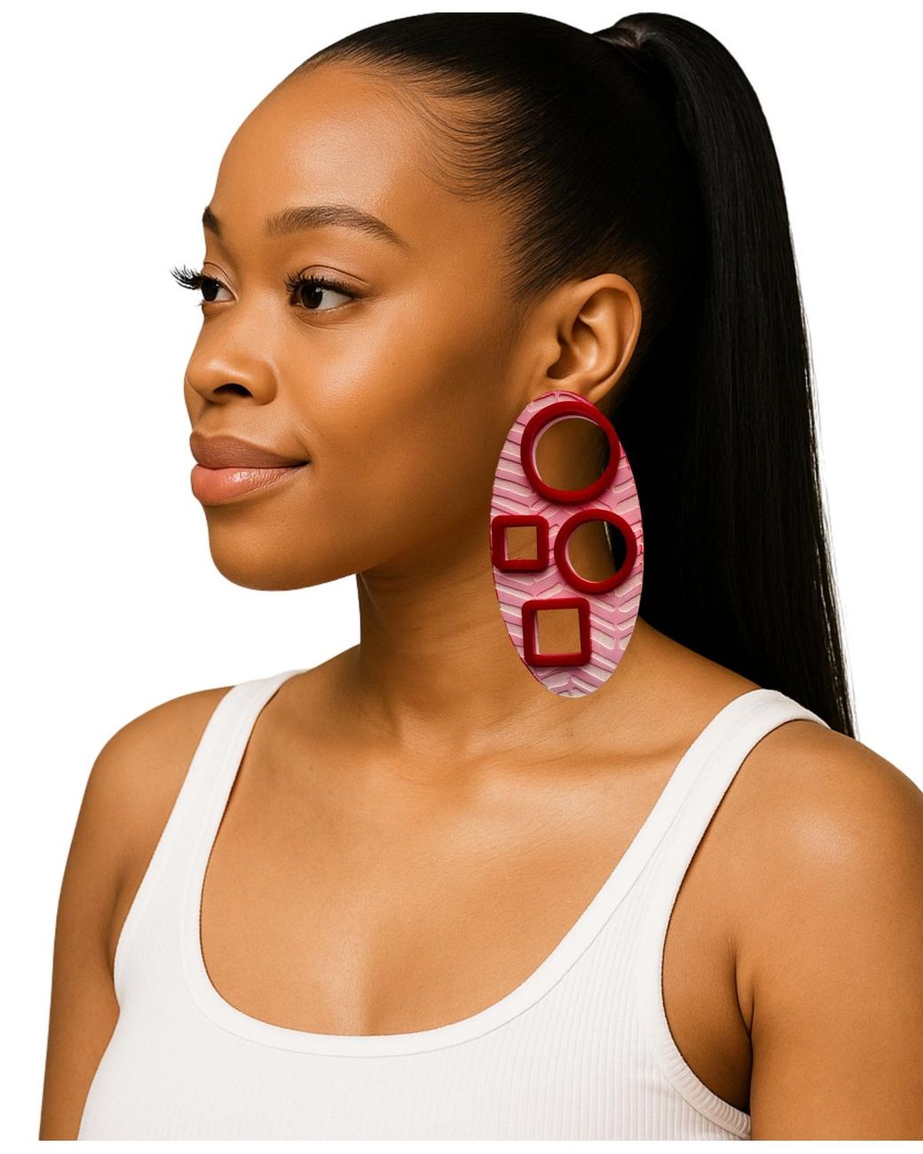 Swanky Designs Willow Stud Shapes Earrings in Red | Lyst