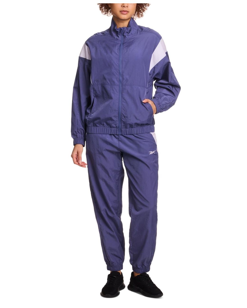 Reebok Woven Crinkle Colorblocked Track Jacket in Blue | Lyst