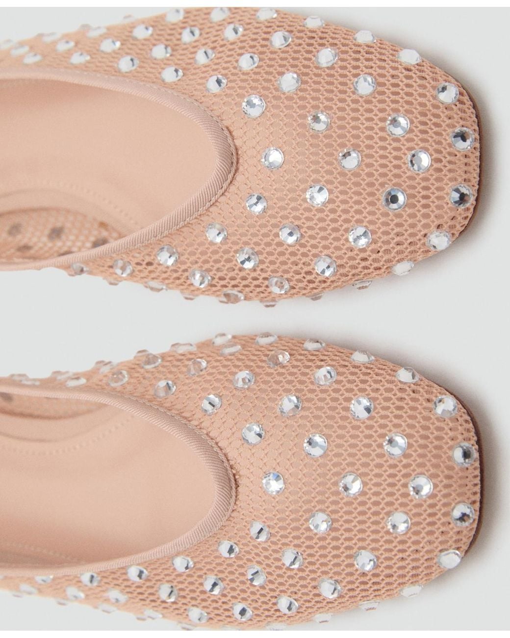 Mango Mesh Strass Ballerina Flats in Pink | Lyst