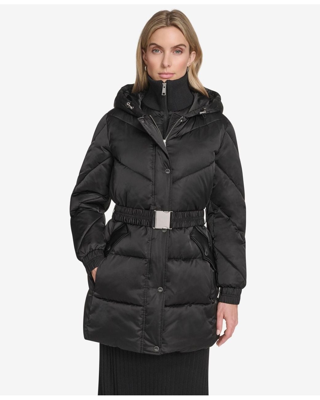 Andrew Marc Mallee Belted Parka in Black | Lyst