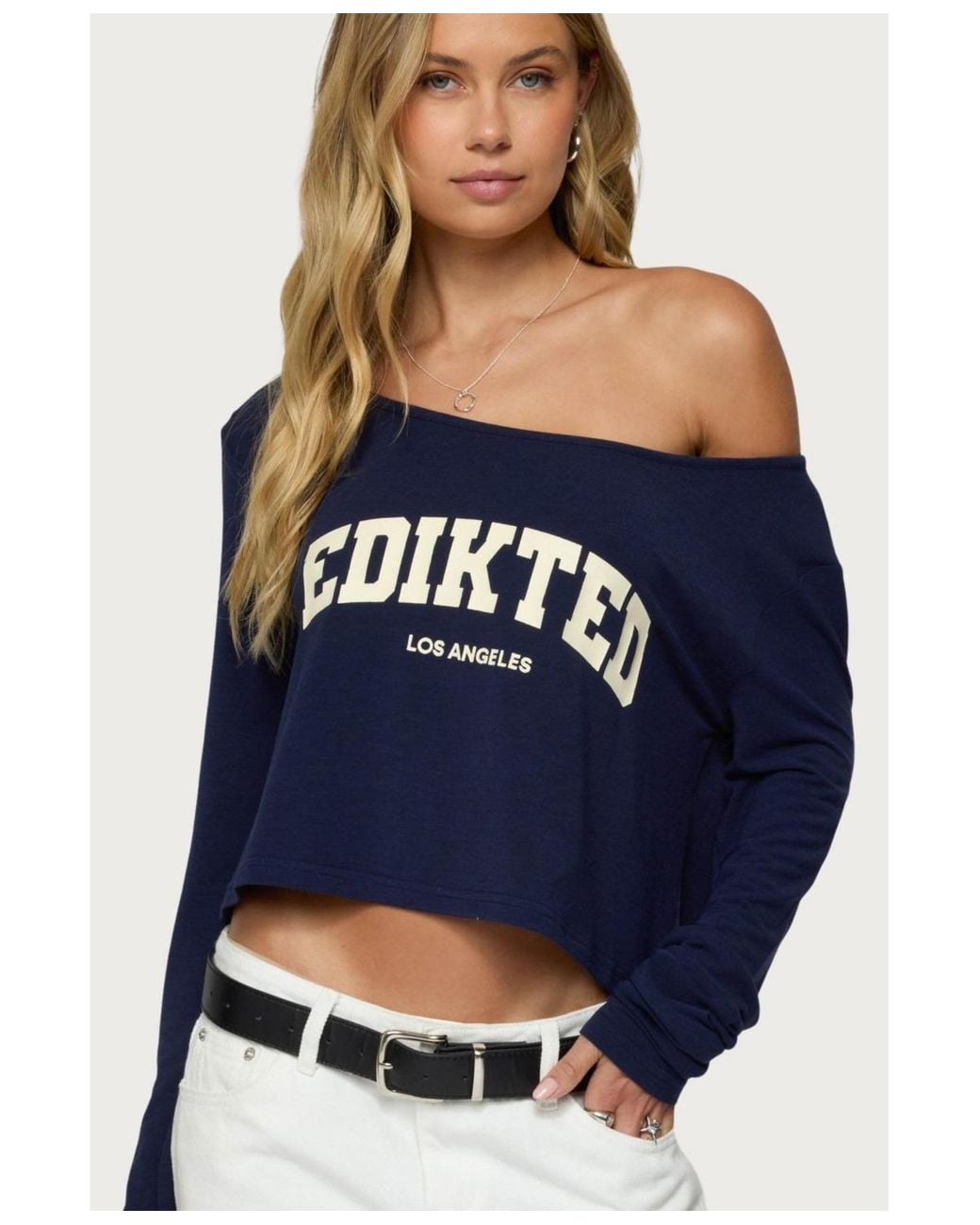 Edikted La Babe Off Shoulder Top in Blue | Lyst