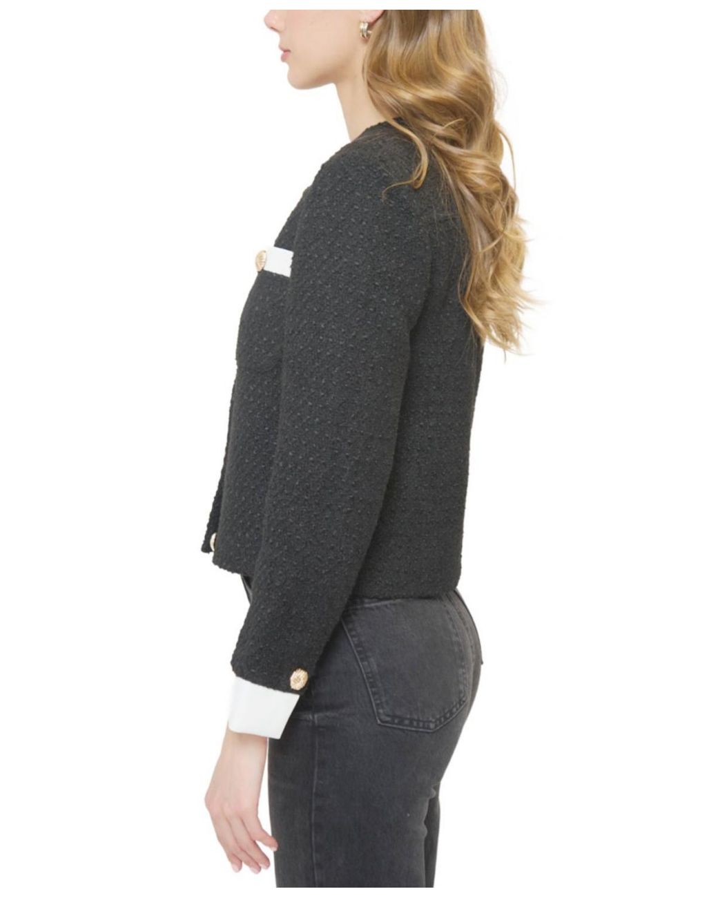 Central Park West Daphne Cuff Detail Jacket in Gray | Lyst