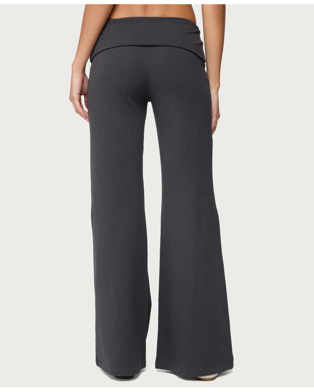 Edikted Wide Leg Fold Over Pants in Blue | Lyst
