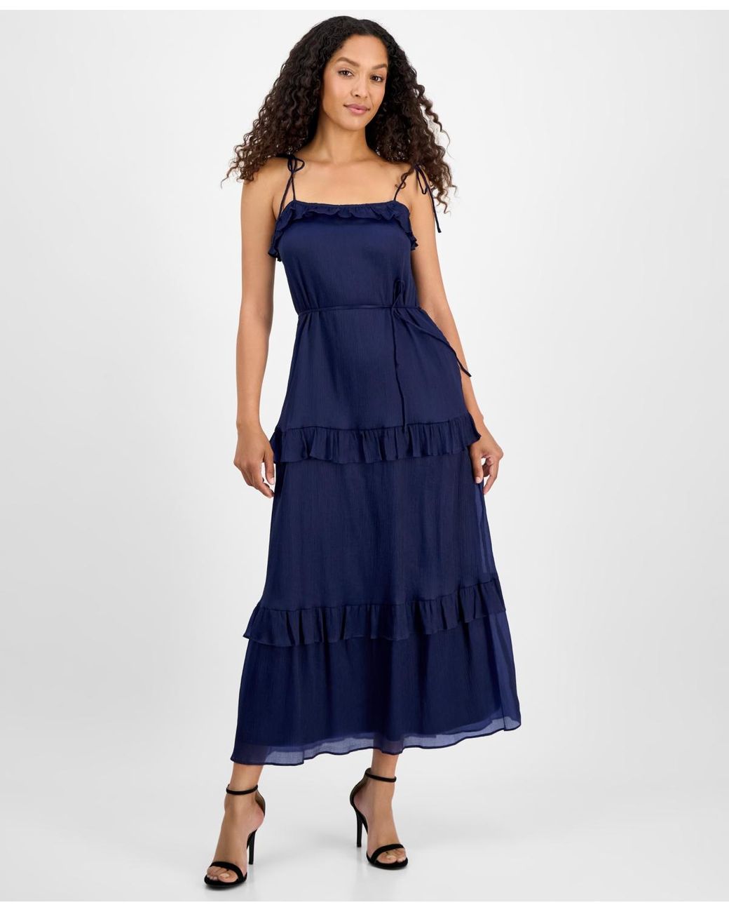 Julia Jordan Tie-strap Maxi Dress in Blue | Lyst