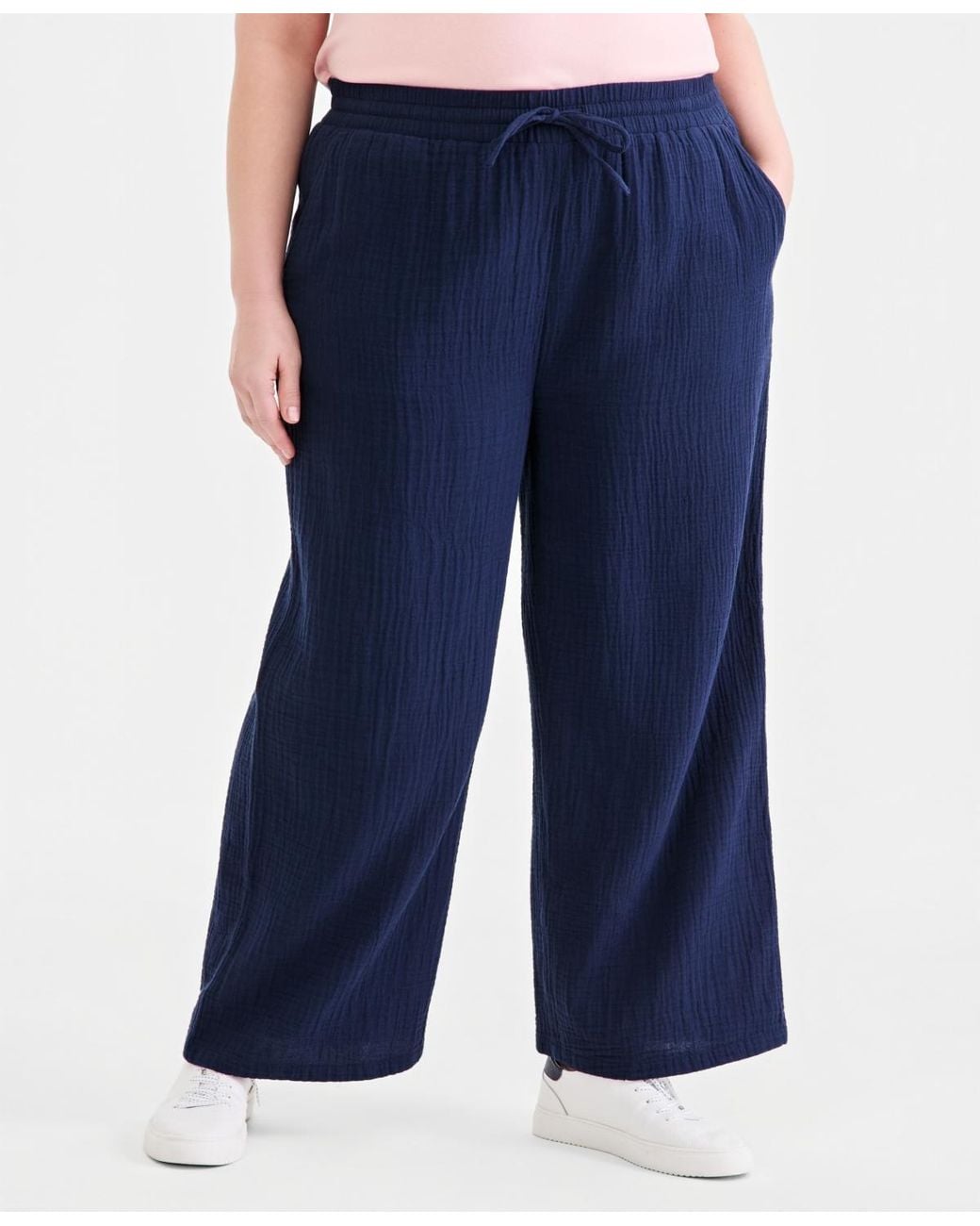 Wide Leg Guaze Pants Plus Size