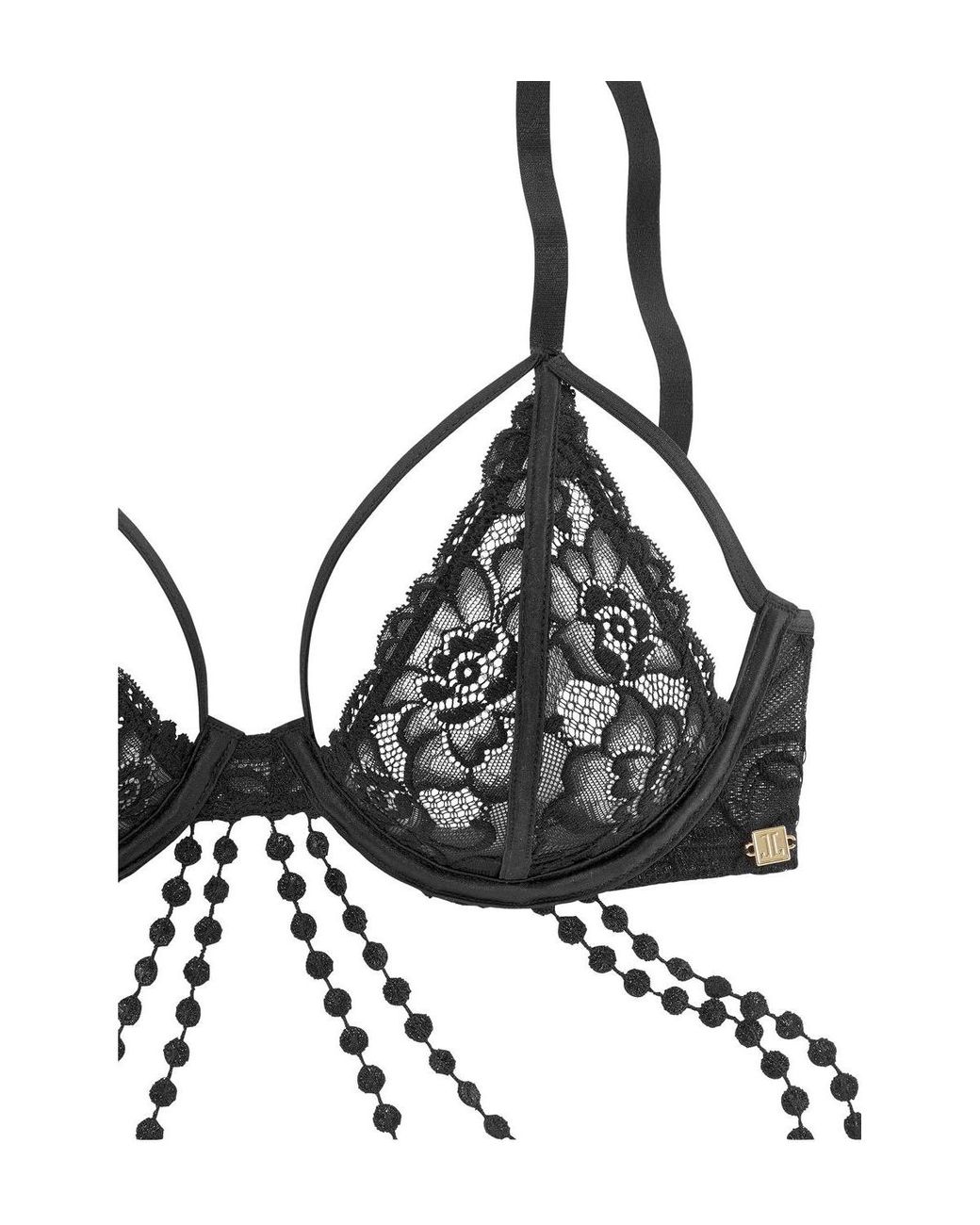 Lascana Strappy Lace Unlined Bra in Black | Lyst