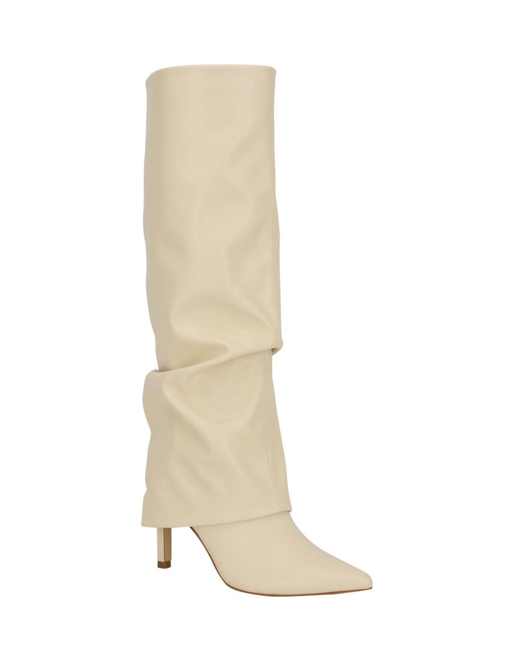 Guess Natha Fold Over Slouchy Stiletto Heel Boots in White | Lyst